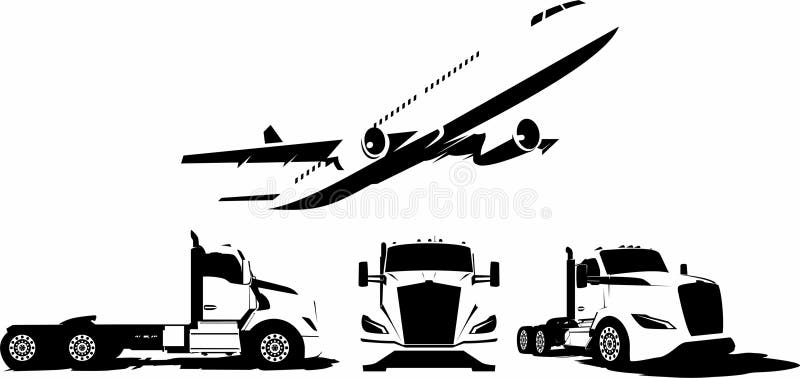 Semi Truck and Jet Plane Delivery Design Vector Stock Vector ...