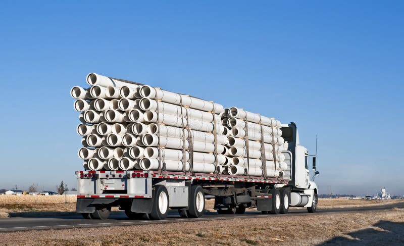 Semi-truck with a Load of Plastic Pipe Stock Photo - Image of export ...