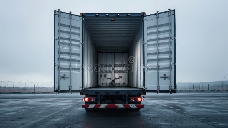 Semi-truck with Rear Doors Open, Revealing Stock Illustration ...