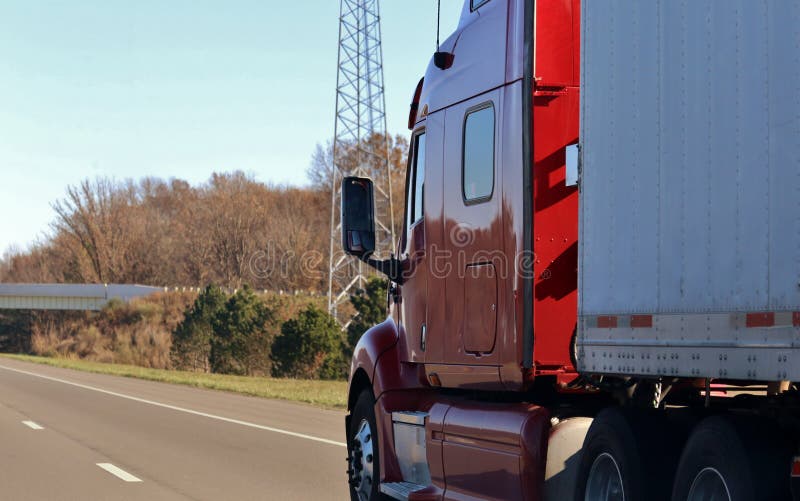 Semi truck on the road stock image. Image of motorway - 66110435