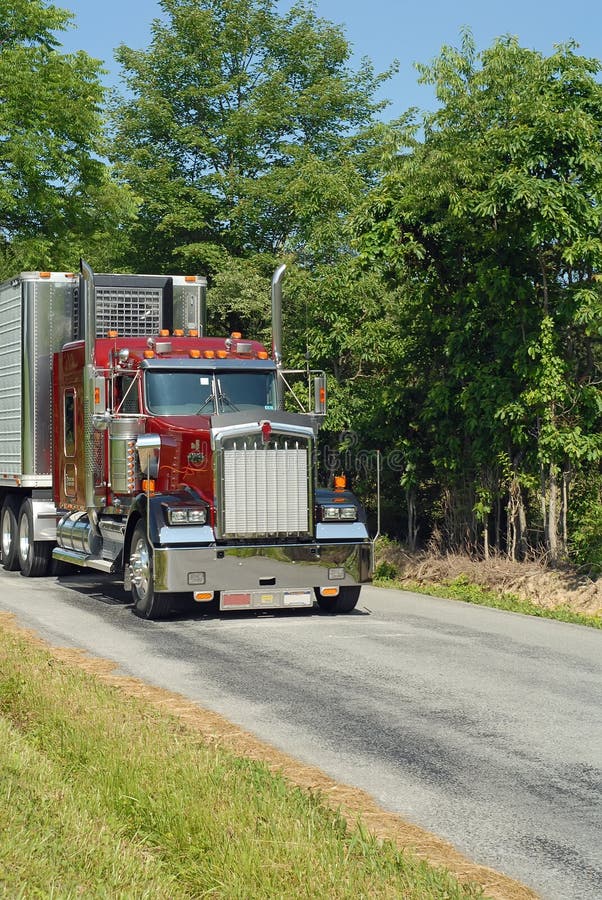 Semi truck on rural road stock photo. Image of shipping - 14785760