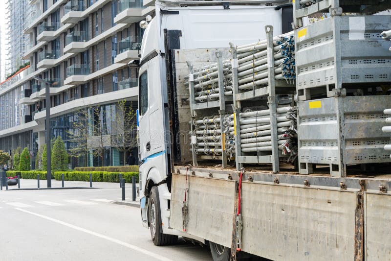 Semi Truck on a Street during Road Construction Stock Image - Image of ...