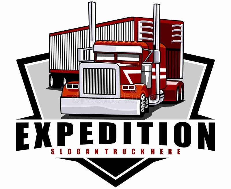 Semi Truck Trailer Expedition Illustration Logo Design Vector Stock ...