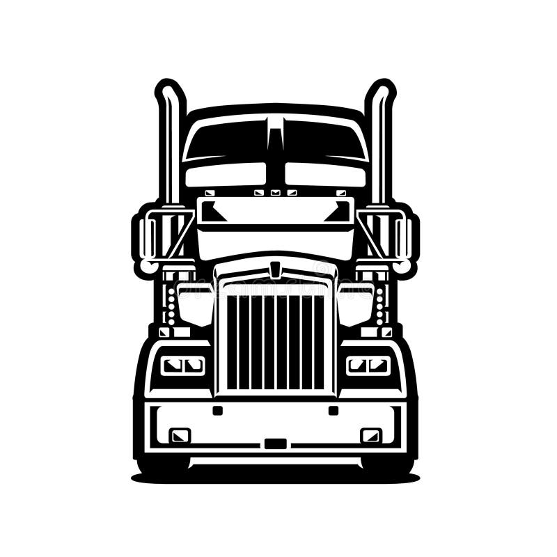 Semi Truck 18 Wheeler Big Rig Freight Front View Vector Illustration ...