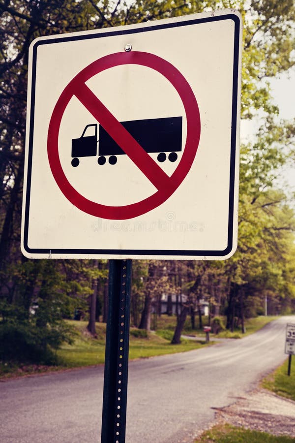 Semi trucks not allowed stock photo. Image of transportation - 24597726