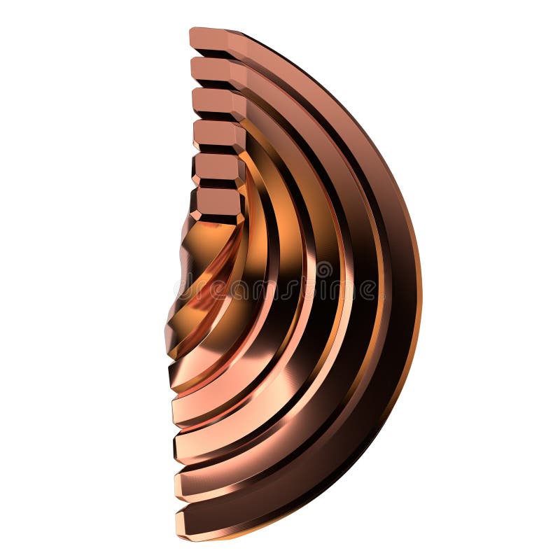 Semicircle Coil Copper Metal Object Scientific Shape Isolated Elegant ...