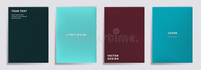Semicircle Lines Halftone Grid Covers Vector Set. Stock Vector ...