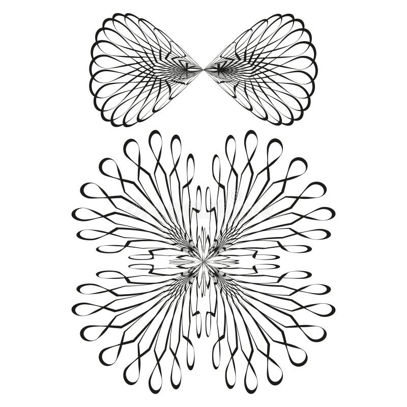 Semicircle Radial Elements. Vector Line Design. Black on White ...