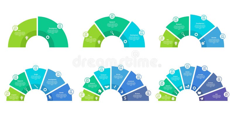 Semicircle Steps Diagram Infographic Templates. Round Business Chart 2 ...