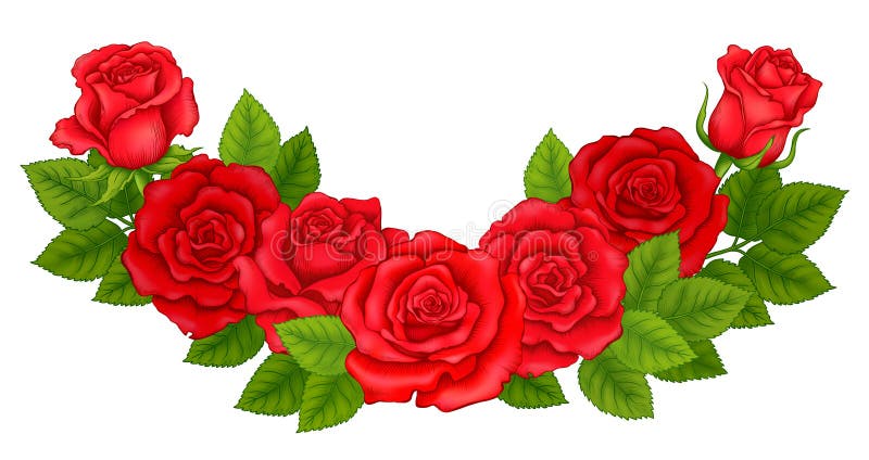 Semicircular Composition of Red Roses Stock Vector - Illustration of ...