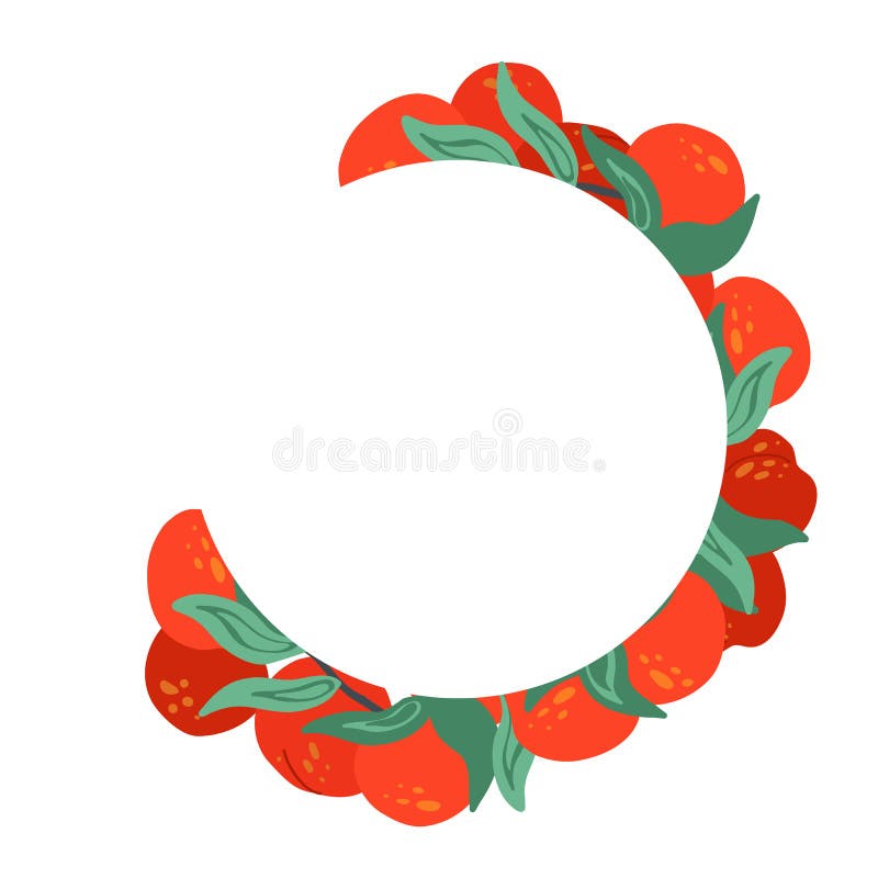 Semicircular Frame with Nectarine, Foliage and Place for Text. Circle ...