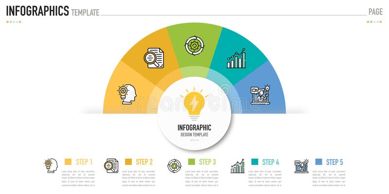 Semicircular Isometric Infographic for Business Presentation Stock Illustration - Illustration ...