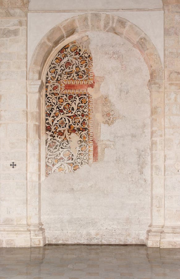 Semicircular Niche with Fresco in Medieval Church Stock Photo - Image ...