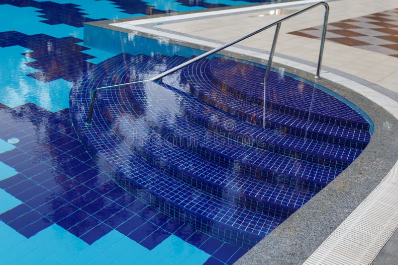 Semicircular Steps of Blue Colour in the Large Pool with Clear Water ...