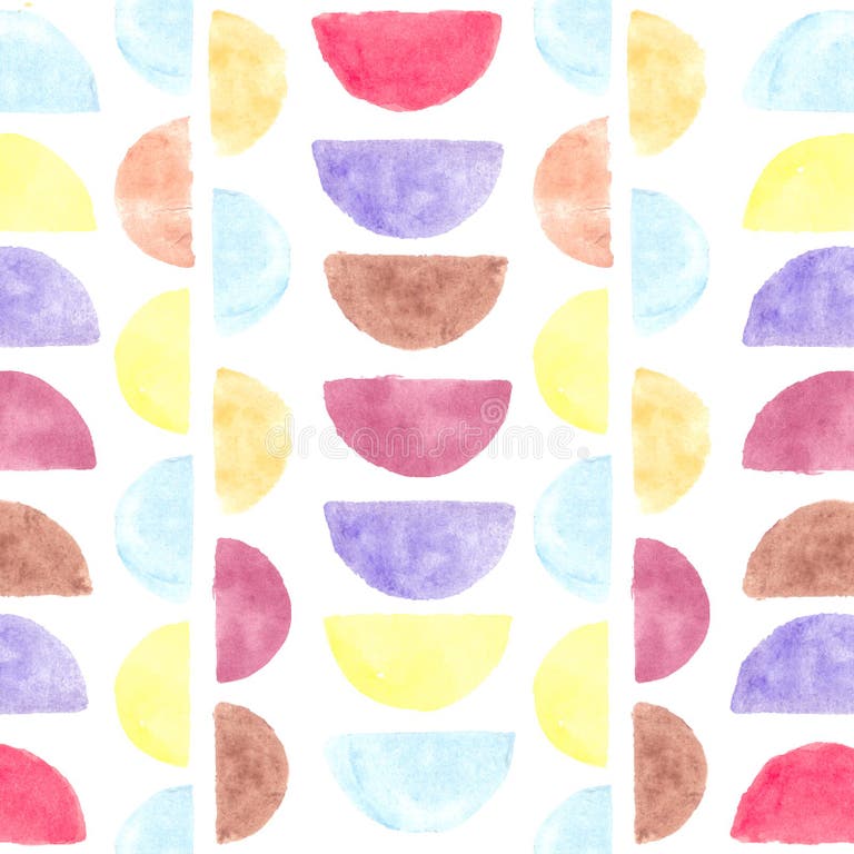 Semicircular Watercolor Arc Seamless Pattern. Texture Hand Made for ...