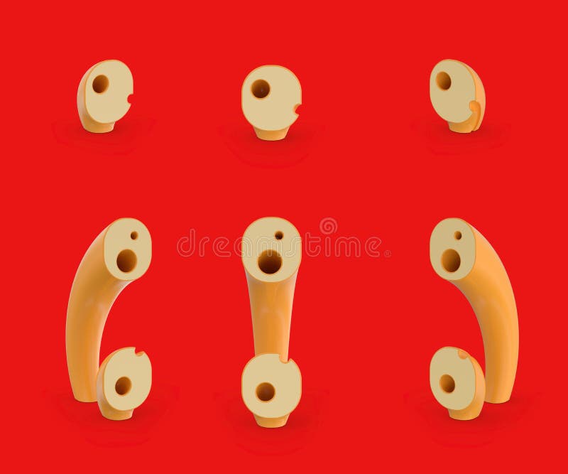 Semicolon. Colon and Dot Character. Set of Three View Points on Red. 3D ...