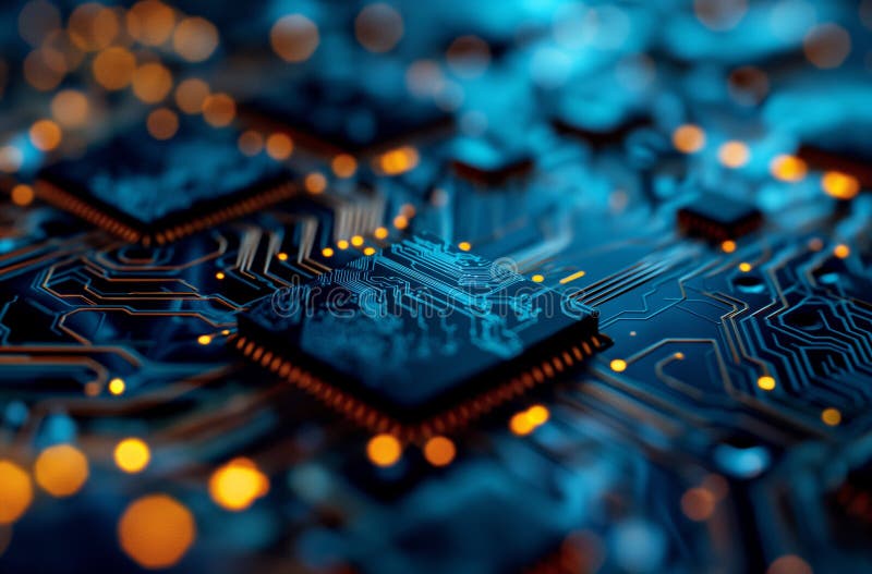 Semiconductor Chip on Circuit Board Stock Image - Image of wafer ...