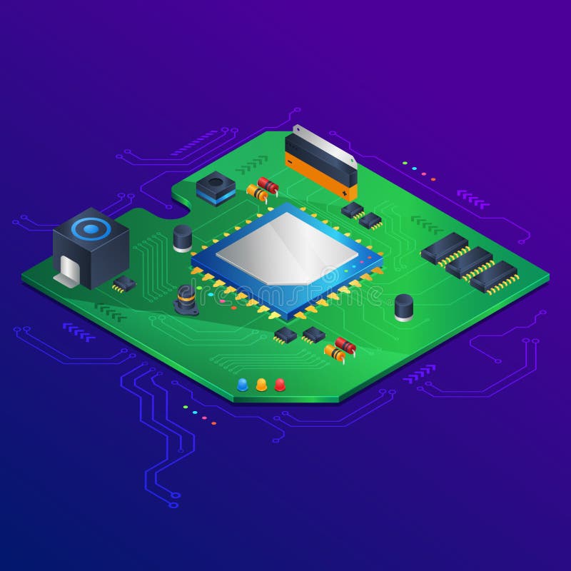 Semiconductor Chip Illustration in Isometric View Stock Illustration ...