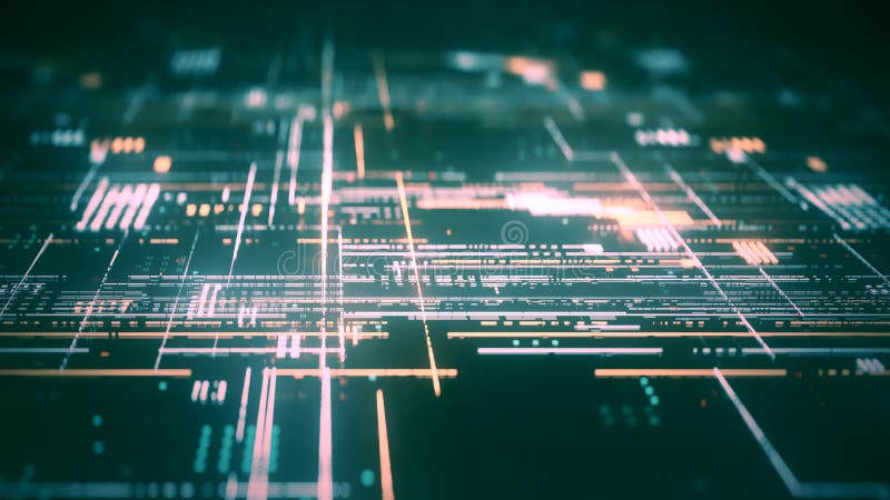 Semiconductor Circuit Line that Shines Brightly in a Dark Place, 3d ...