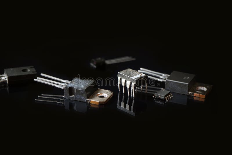 Semiconductor Components on a Black Stock Photo - Image of cutting ...