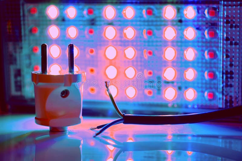 Electrical Equipment Connection.Three Core Electric Cable and Lighting ...