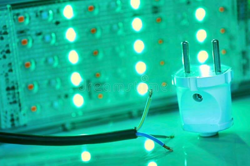 Electrical Emerald Equipment Connection. Core Electric Cable and Light ...