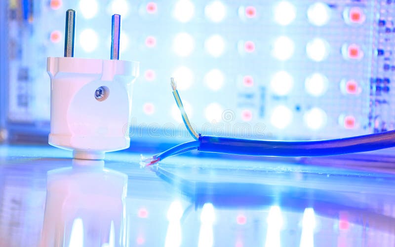 Electrical Equipment Connection.Three Core Electric Cable and Lighting ...