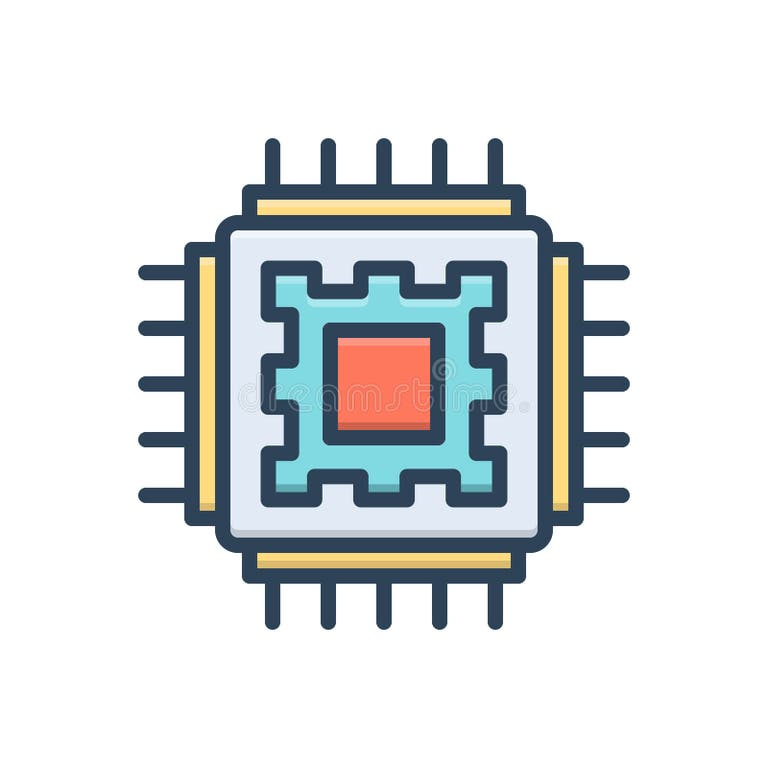 Color Illustration Icon for Semiconductor, Microprocessor and Microchip ...