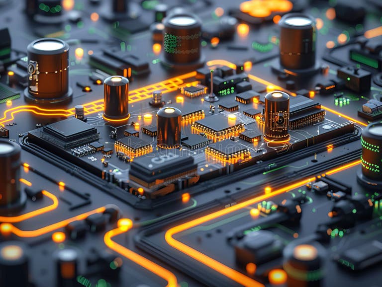 Semiconductor Industry Conception Hightech Computer Board with Chip ...