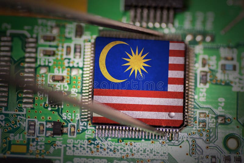 Semiconductor with a Malaysia Flag on PCB Board Stock Image - Image of ...