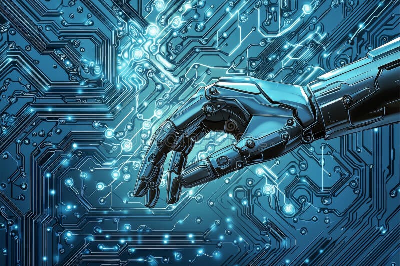 For Semiconductor Manufacturing, a 3D Rendering Robot Arm with Chipset ...