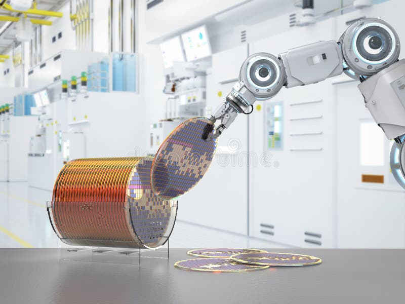 Semiconductor Manufacturing with Robotic Arms with Silicon Wafers Stock ... Semiconductor Manufacturing with Robotic Arms with Silicon Wafers Stock ...