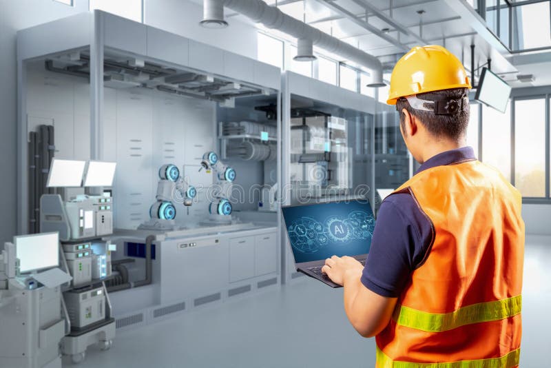 Engineer Control Energy Storage System with Tablet Stock Photo - Image ...