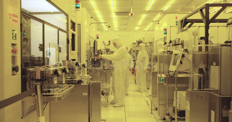 Semiconductor Manufacturing Process in a Clean Room Stock Footage ...