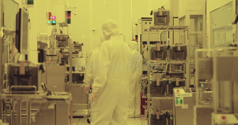 Semiconductor Manufacturing Process in a Clean Room Stock Footage ...