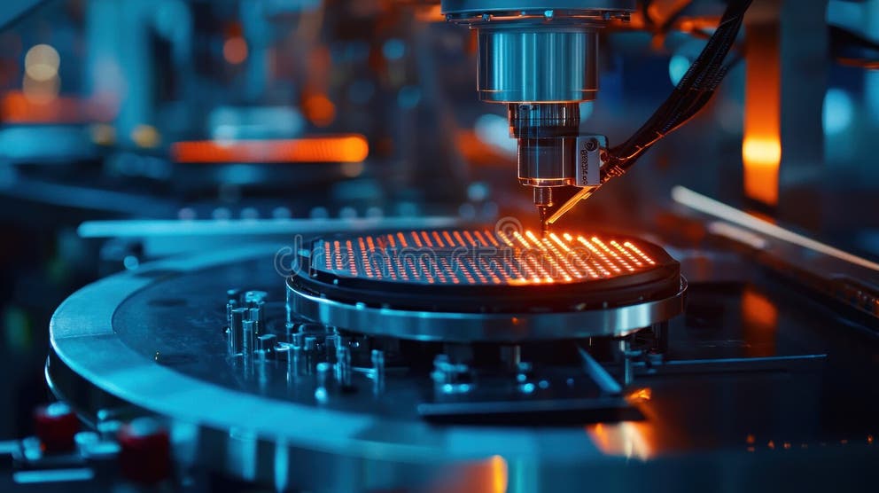 A Semiconductor Manufacturing Process with Machinery Stock Illustration ...