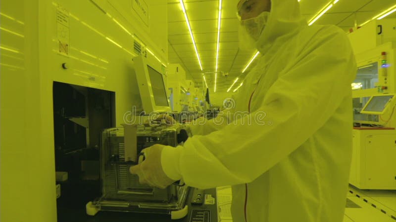 Semiconductor Manufacturing Process in a Clean Room Stock Footage ...