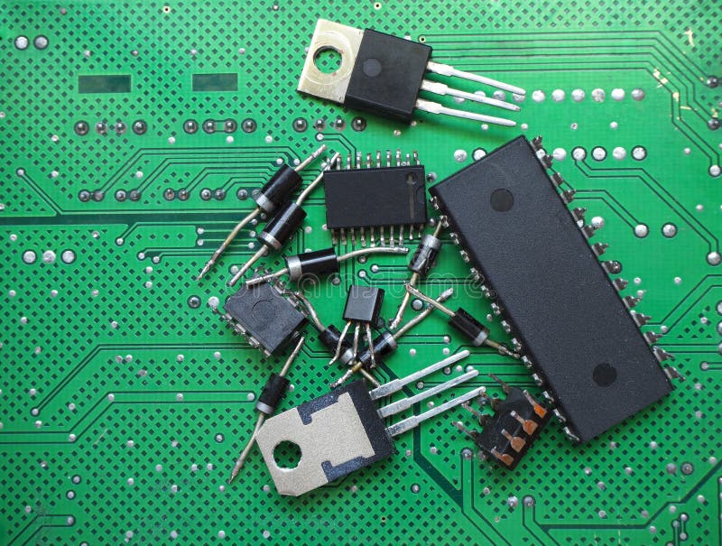 Semiconductor Parts on Soldered Background Stock Photo - Image of ...
