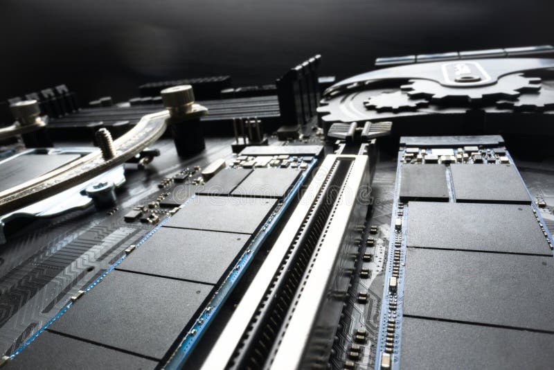 Semiconductor and Pc Parts Closeup Photo Stock Image - Image of line ...