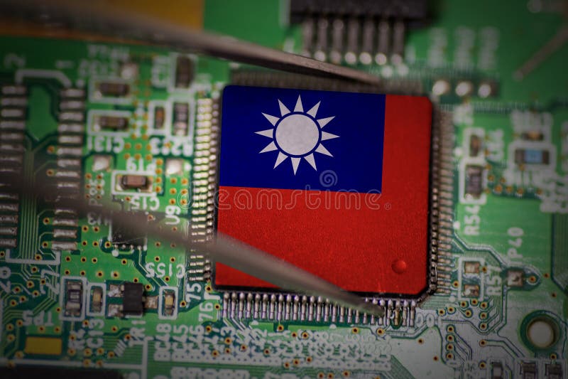 Semiconductor with a Taiwan Flag on PCB Board Stock Image - Image of ...