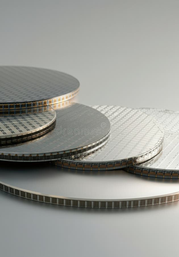 Semiconductor Wafers Stacked in a Clean, Modern Presentation Stock ...