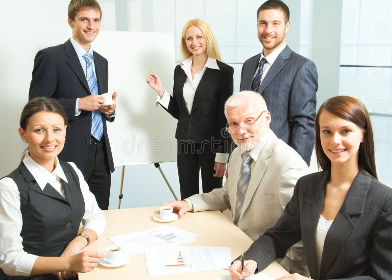 Team of 5 business people stock image. Image of foreground - 21753763