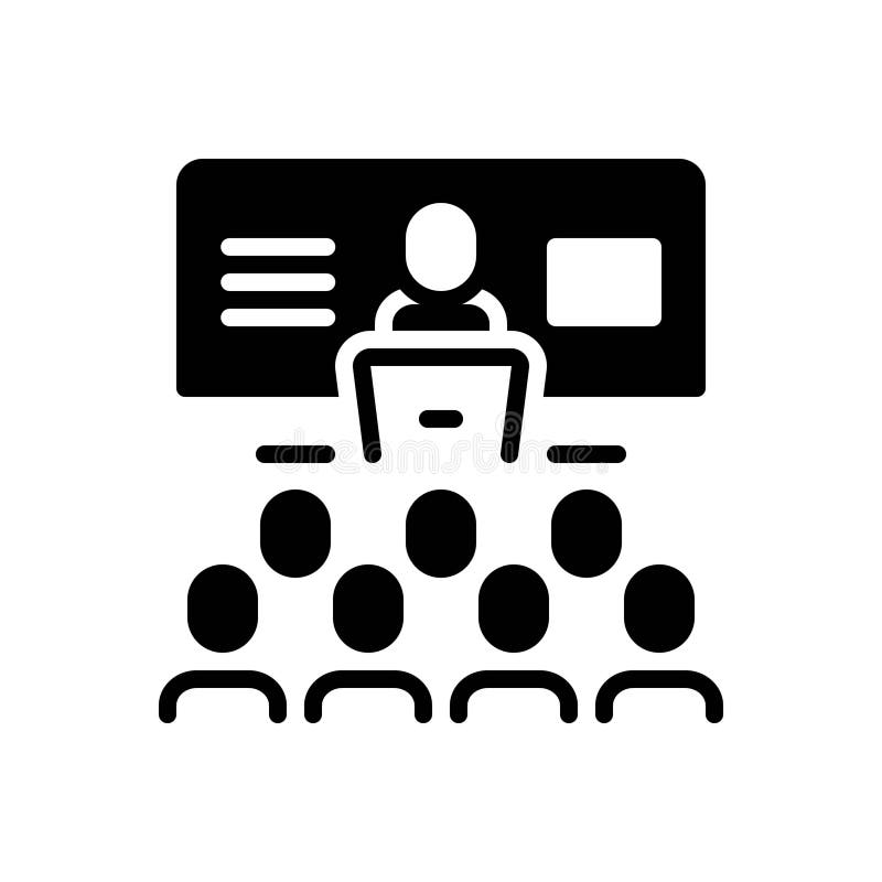Black Solid Icon for Seminar, Demonstration and Speaker Stock ...