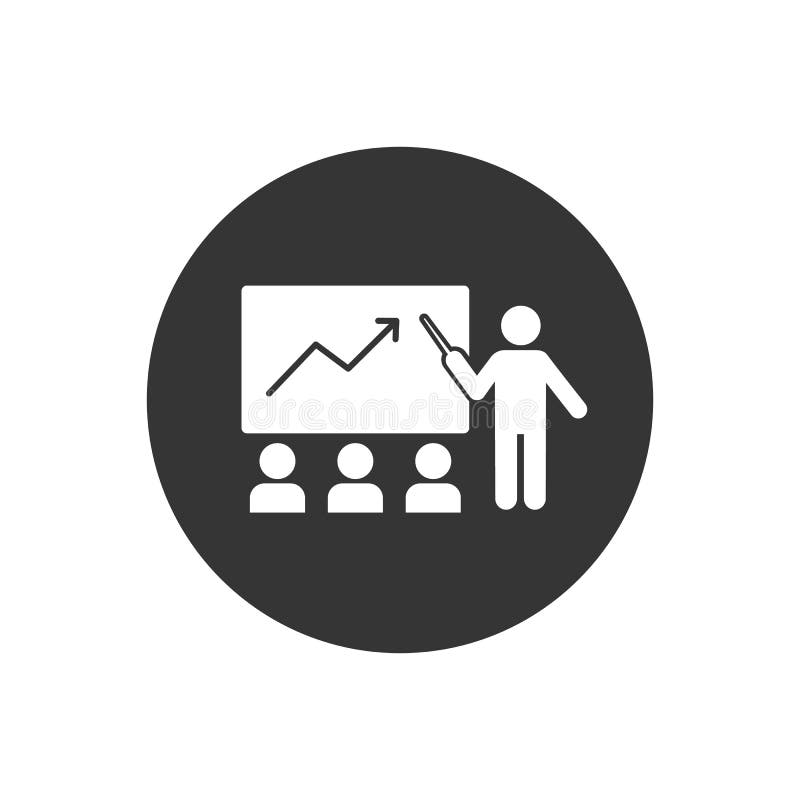 Seminar Lecture White Icon. Vector Graphics Sign in Flat Stock Vector ...