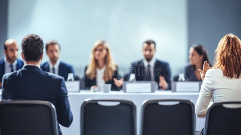 A Seminar Panel with Experts Seated at a Table and Audience Members ...