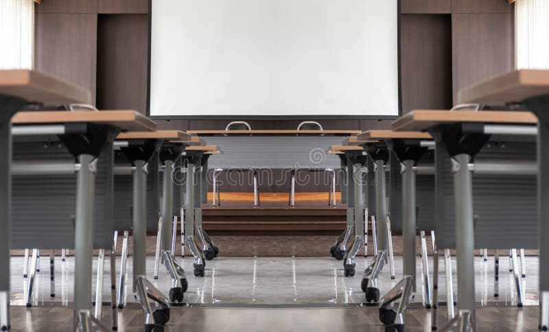 Seminar Room with a Speaker Table in the Middle of the Stage and ...