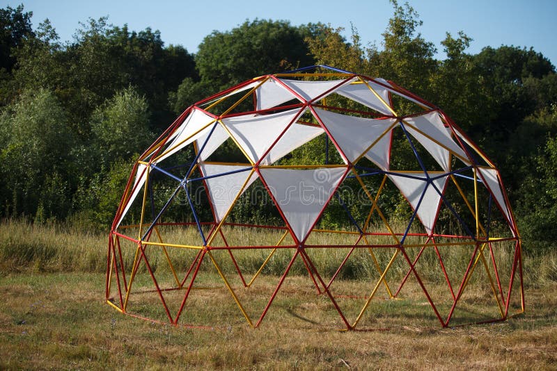 Semi-spherical Design with Fabric Awnings for Relaxing in a Meadow Near ...