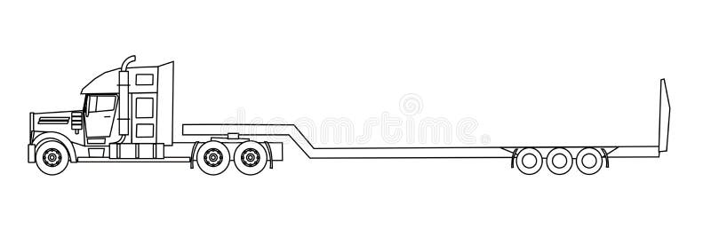 Semi Truck Side View Drawing