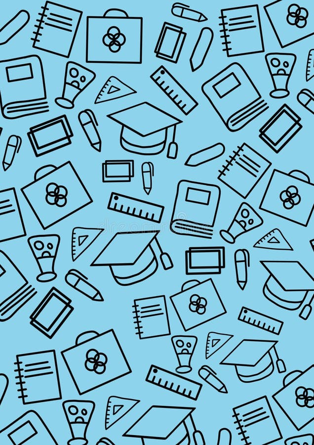 Semless Pattern with a Sketch of School, Office Accessories Stock ...
