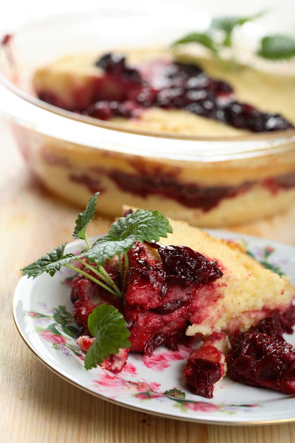 Semolina with Cherry Homede Jam Stock Image - Image of composition ...